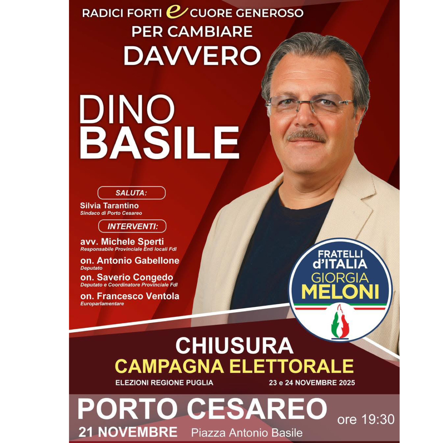 Dino Basile chiude la campagna elettorale a Porto Cesareo: radici ...